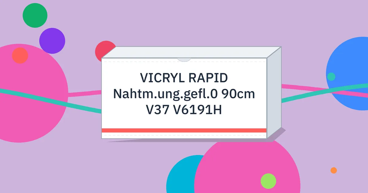 Symbolbild: Packung mit der Aufschrift VICRYL RAPID Nahtm.ung.gefl.0 90cm V37 V6191H (PZN 20918444) – Verfügbarkeit und Bezug in Apotheken in Frankfurt am Main