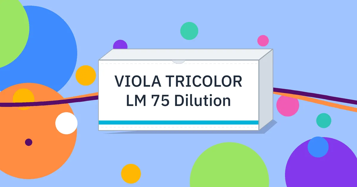 Symbolbild: Packung mit der Aufschrift VIOLA TRICOLOR LM 75 Dilution (PZN 13276666) – Verfügbarkeit und Bezug in Apotheken in Frankfurt am Main