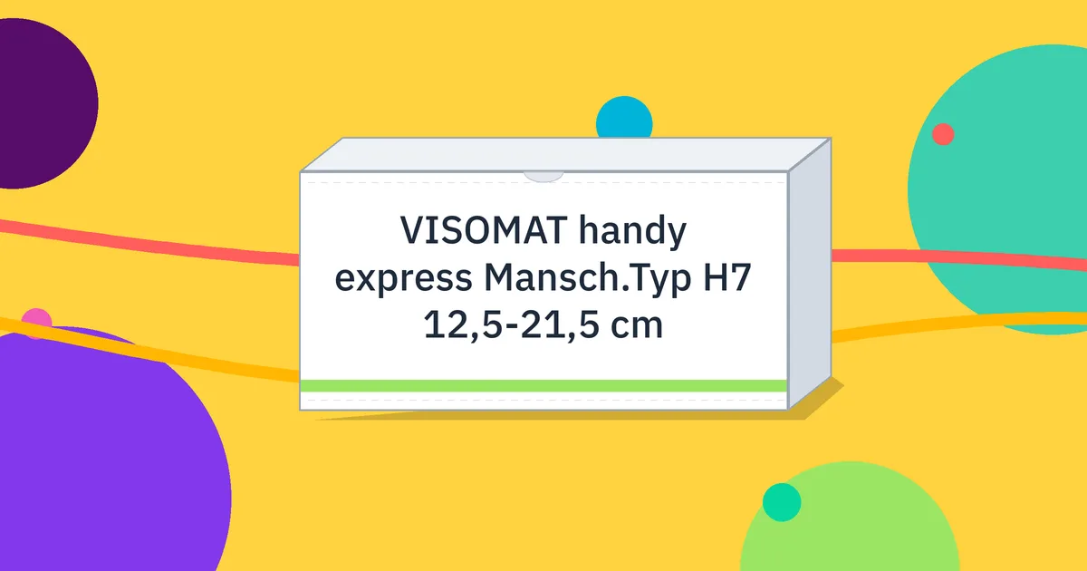 Symbolbild: Packung mit der Aufschrift VISOMAT handy express Mansch.Typ H7 12,5-21,5 cm (PZN 13975619) – Verfügbarkeit und Bezug in Apotheken in Frankfurt am Main