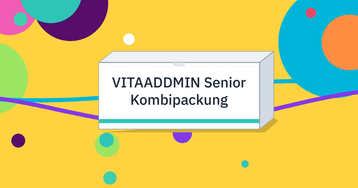 Symbolbild: Packung mit der Aufschrift VITAADDMIN Senior Kombipackung (PZN 19122763) – Verfügbarkeit und Bezug in Apotheken in Frankfurt am Main