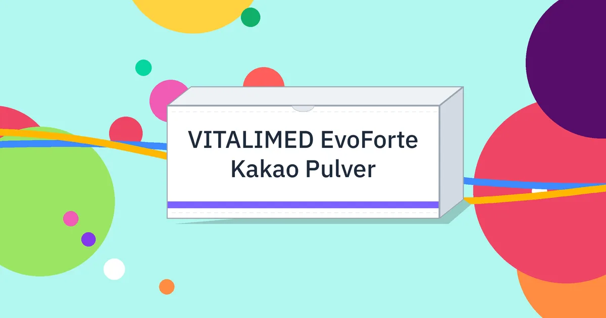 Symbolbild: Packung mit der Aufschrift VITALIMED EvoForte Kakao Pulver (PZN 18721562) – Verfügbarkeit und Bezug in Apotheken in Frankfurt am Main