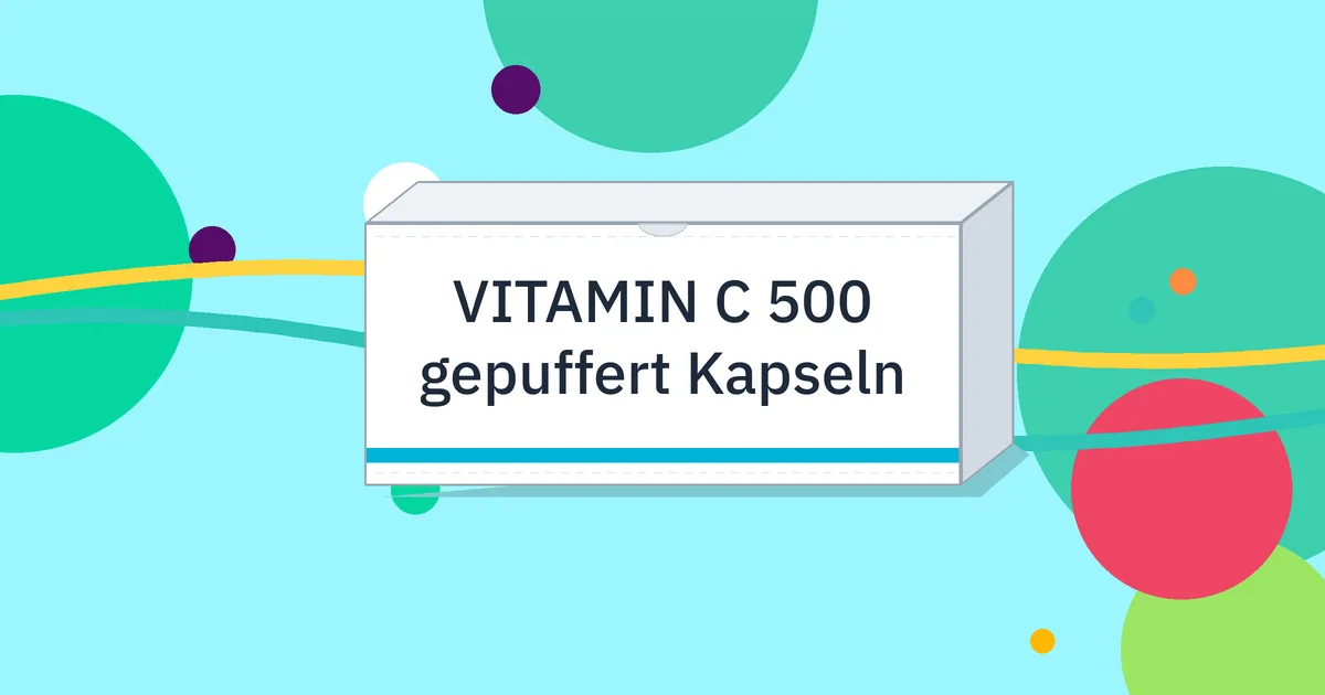 Symbolbild: Packung mit der Aufschrift VITAMIN C 500 gepuffert Kapseln (PZN 18666188) – Verfügbarkeit und Bezug in Apotheken in Frankfurt am Main