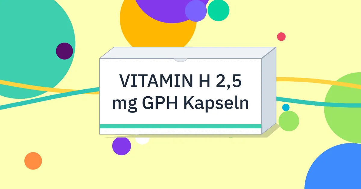 Symbolbild: Packung mit der Aufschrift VITAMIN H 2,5 mg GPH Kapseln (PZN 09786893) – Verfügbarkeit und Bezug in Apotheken in Frankfurt am Main