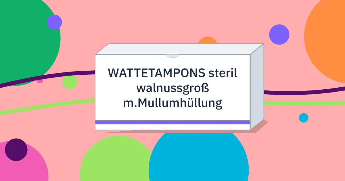 Symbolbild: Packung mit der Aufschrift WATTETAMPONS steril walnussgroß m.Mullumhüllung (PZN 04045502) – Verfügbarkeit und Bezug in Apotheken in Frankfurt am Main
