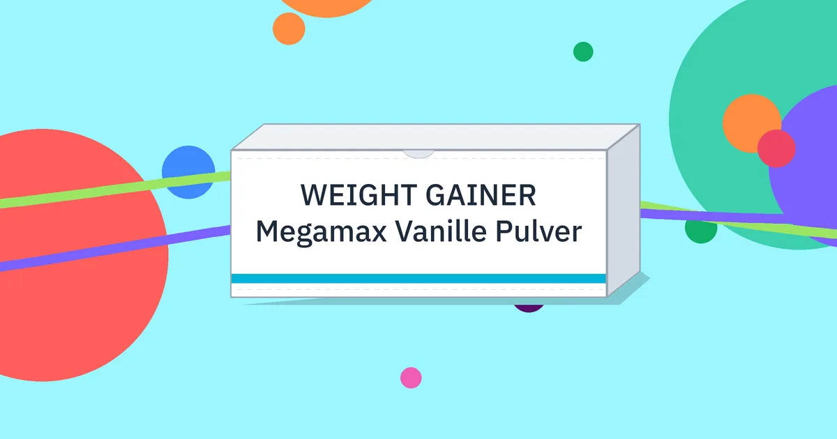 Symbolbild: Packung mit der Aufschrift WEIGHT GAINER Megamax Vanille Pulver (PZN 07345920) – Verfügbarkeit und Bezug in Apotheken in Frankfurt am Main