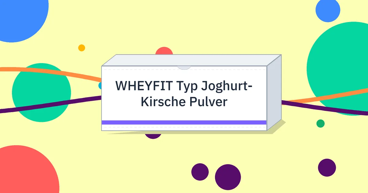 Symbolbild: Packung mit der Aufschrift WHEYFIT Typ Joghurt-Kirsche Pulver (PZN 13245217) – Verfügbarkeit und Bezug in Apotheken in Frankfurt am Main