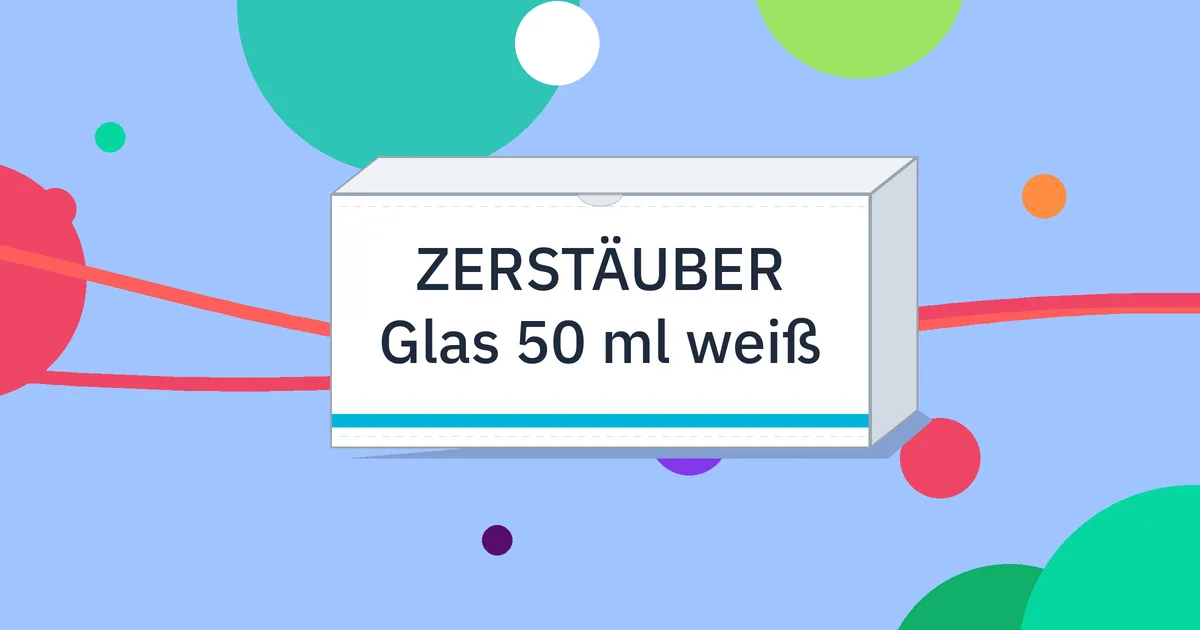 Symbolbild: Packung mit der Aufschrift ZERSTÄUBER Glas 50 ml weiß (PZN 05026085) – Verfügbarkeit und Bezug in Apotheken in Frankfurt am Main