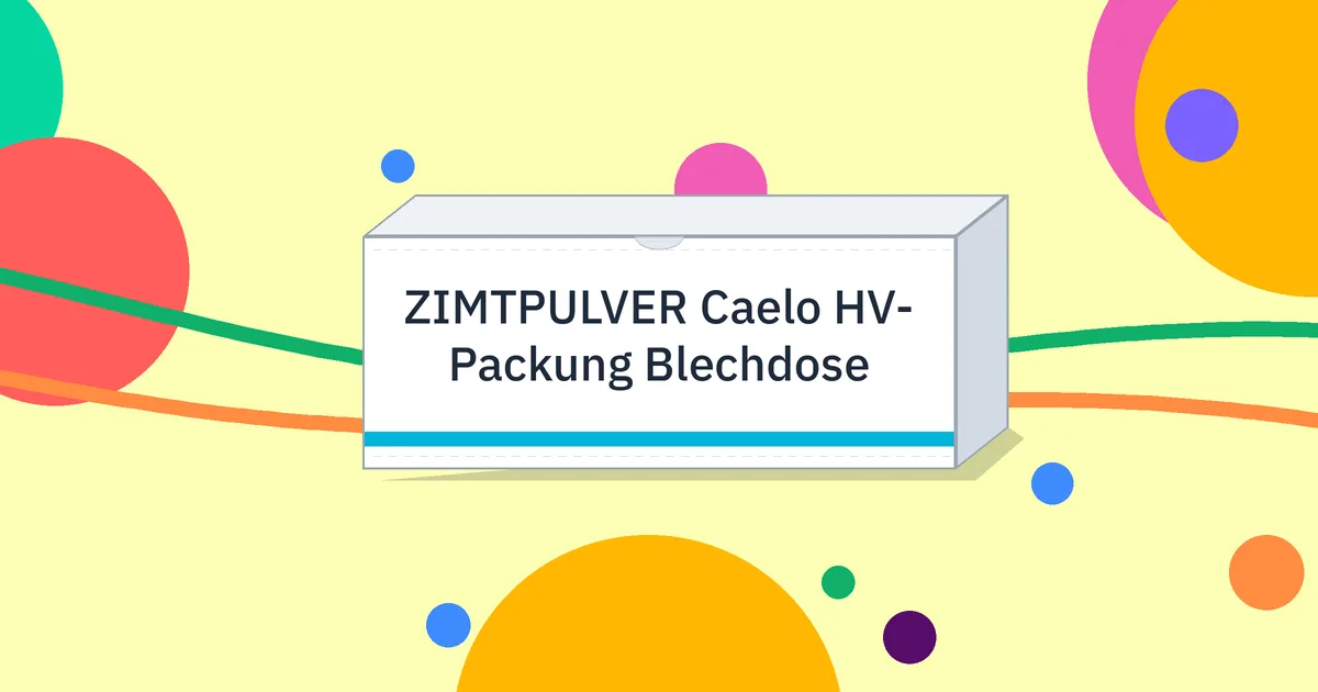 Symbolbild: Packung mit der Aufschrift ZIMTPULVER Caelo HV-Packung Blechdose (PZN 10549566) – Verfügbarkeit und Bezug in Apotheken in Frankfurt am Main