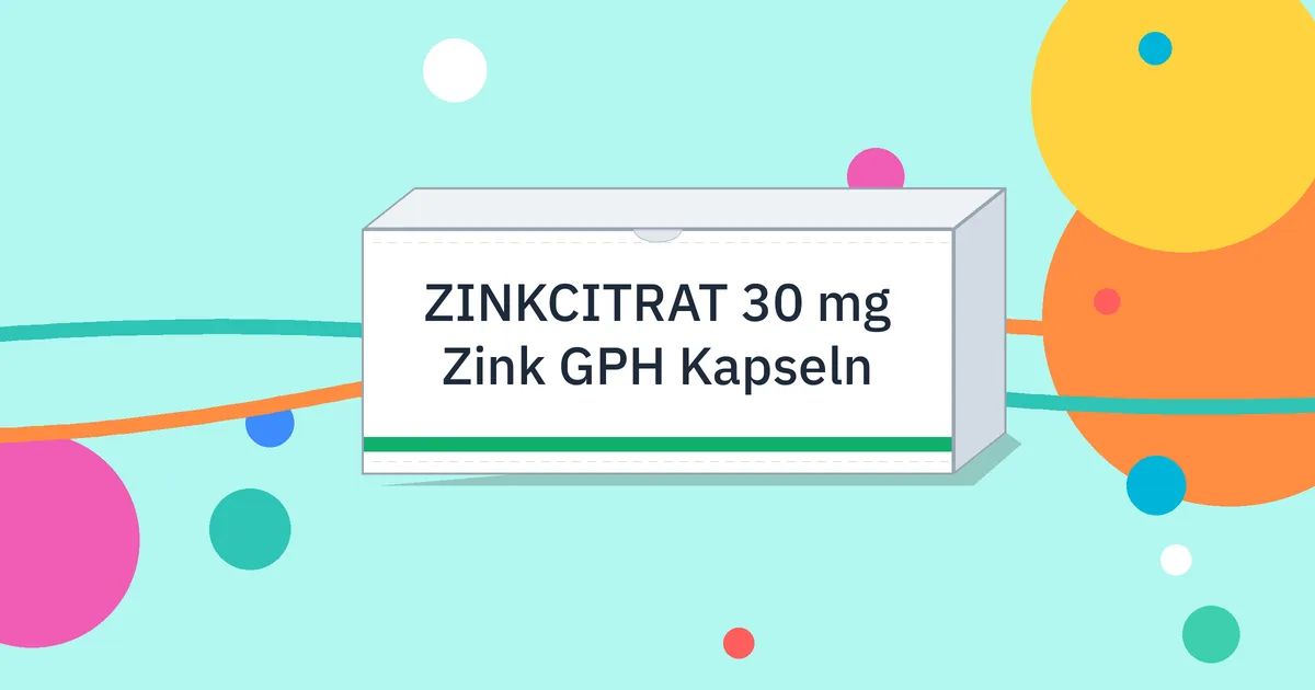 Symbolbild: Packung mit der Aufschrift ZINKCITRAT 30 mg Zink GPH Kapseln (PZN 20283922) – Verfügbarkeit und Bezug in Apotheken in Frankfurt am Main