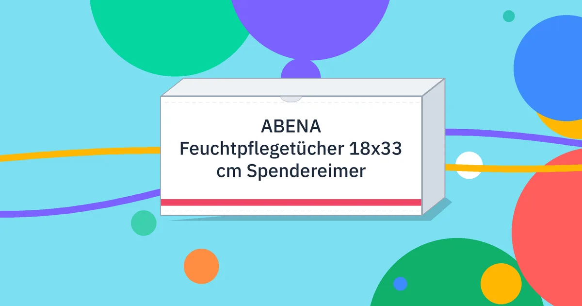 Symbolbild: Packung mit der Aufschrift ABENA Feuchtpflegetücher 18x33 cm Spendereimer (PZN 14233009) – Verfügbarkeit und Bezug in Apotheken in Frankfurt am Main