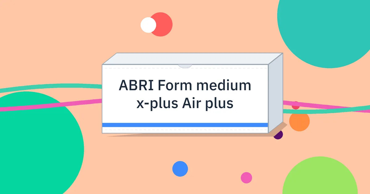Symbolbild: Packung mit der Aufschrift ABRI Form medium x-plus Air plus (PZN 00994727) – Verfügbarkeit und Bezug in Apotheken in Frankfurt am Main