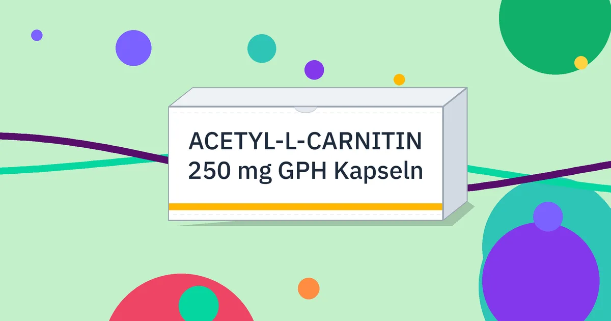 Symbolbild: Packung mit der Aufschrift ACETYL-L-CARNITIN 250 mg GPH Kapseln (PZN 09681272) – Verfügbarkeit und Bezug in Apotheken in Frankfurt am Main