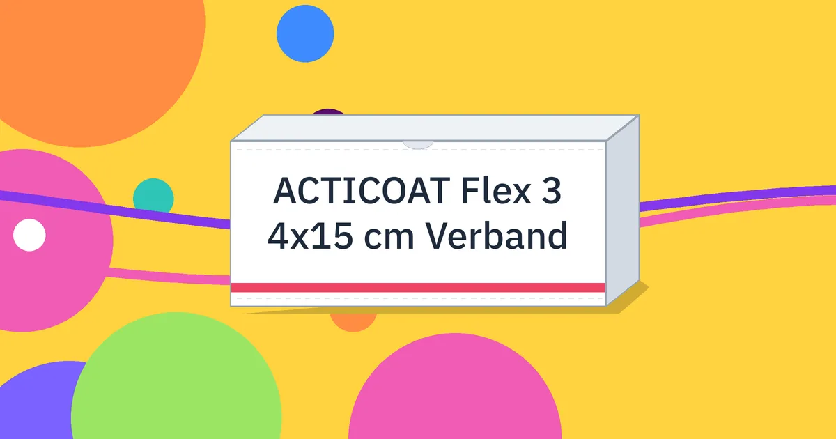 Symbolbild: Packung mit der Aufschrift ACTICOAT Flex 3 4x15 cm Verband (PZN 02645787) – Verfügbarkeit und Bezug in Apotheken in Frankfurt am Main