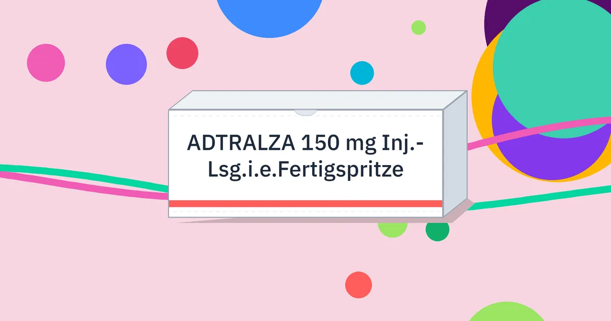 Symbolbild: Packung mit der Aufschrift ADTRALZA 150 mg Inj.-Lsg.i.e.Fertigspritze (PZN 20617263) – Verfügbarkeit und Bezug in Apotheken in Frankfurt am Main