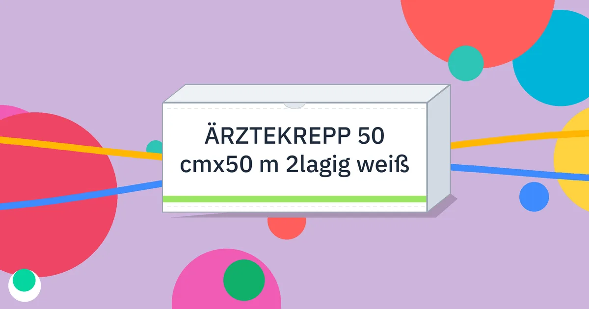 Symbolbild: Packung mit der Aufschrift ÄRZTEKREPP 50 cmx50 m 2lagig weiß (PZN 10627496) – Verfügbarkeit und Bezug in Apotheken in Frankfurt am Main