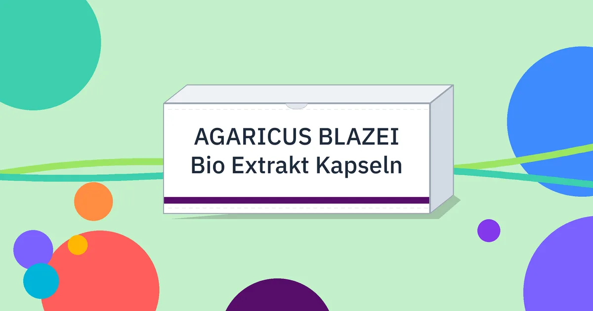 Symbolbild: Packung mit der Aufschrift AGARICUS BLAZEI Bio Extrakt Kapseln (PZN 16738400) – Verfügbarkeit und Bezug in Apotheken in Frankfurt am Main