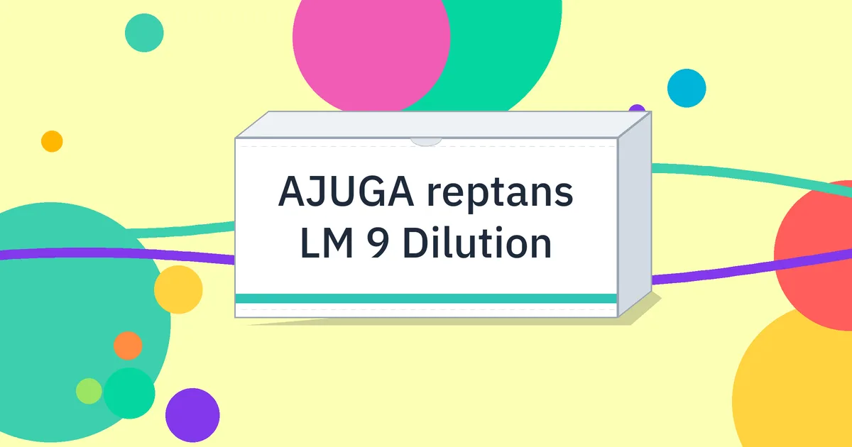 Symbolbild: Packung mit der Aufschrift AJUGA reptans LM 9 Dilution (PZN 13308277) – Verfügbarkeit und Bezug in Apotheken in Frankfurt am Main