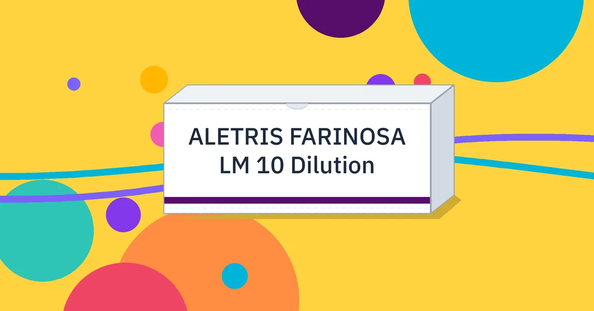 Symbolbild: Packung mit der Aufschrift ALETRIS FARINOSA LM 10 Dilution (PZN 13309650) – Verfügbarkeit und Bezug in Apotheken in Frankfurt am Main