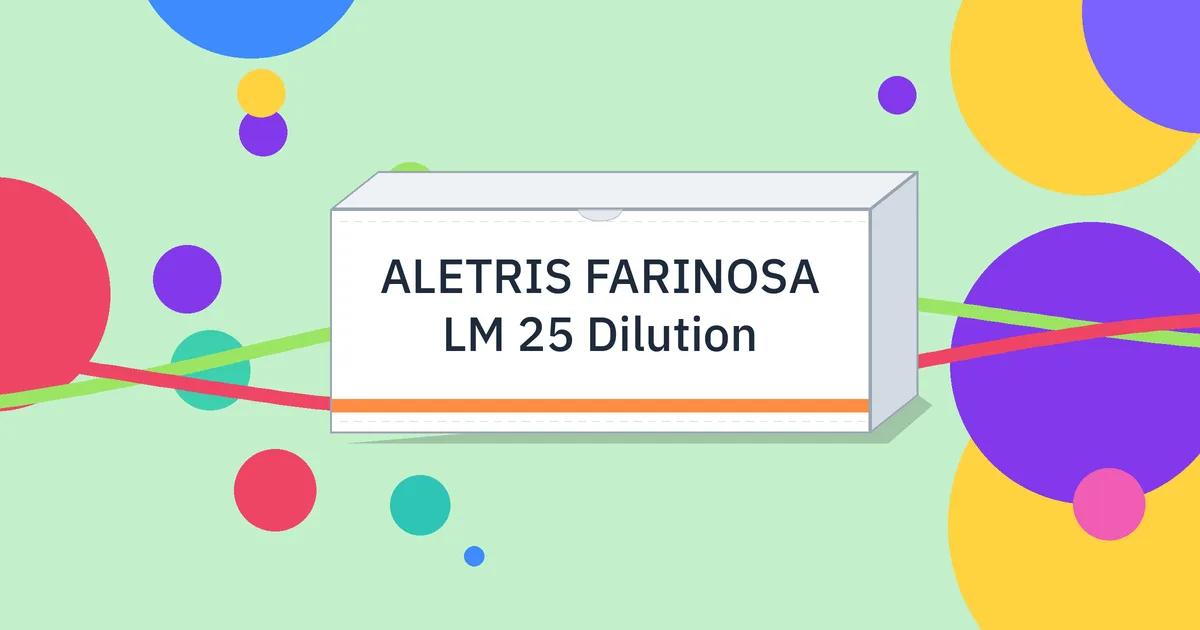 Symbolbild: Packung mit der Aufschrift ALETRIS FARINOSA LM 25 Dilution (PZN 13309845) – Verfügbarkeit und Bezug in Apotheken in Frankfurt am Main