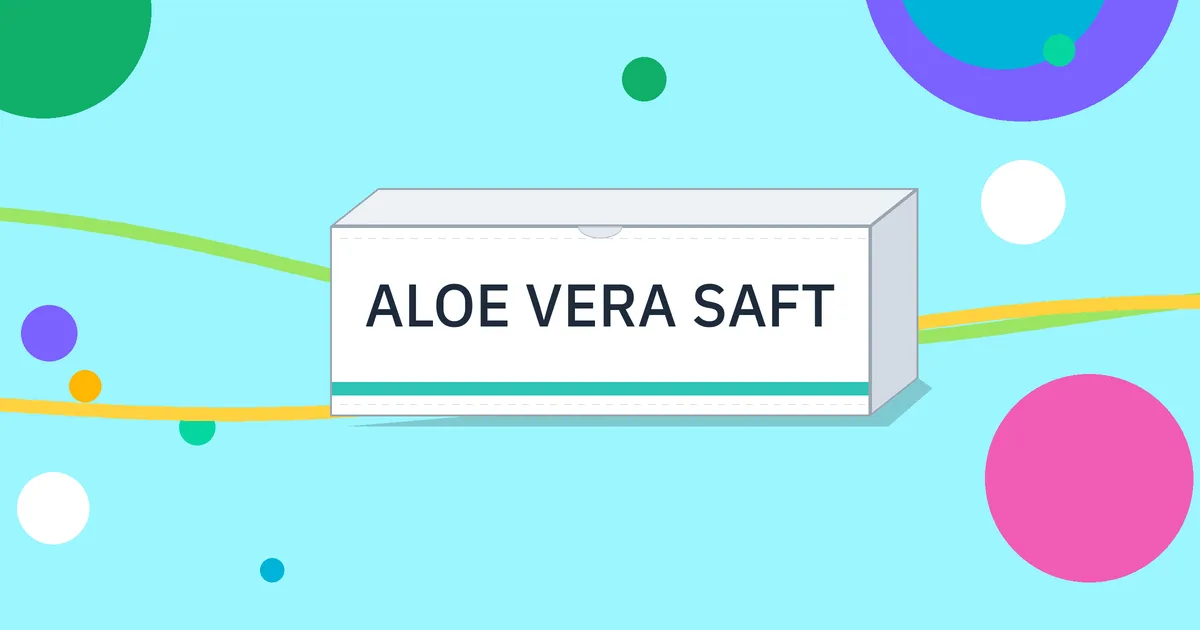 Symbolbild: Packung mit der Aufschrift ALOE VERA SAFT (PZN 03195263) – Verfügbarkeit und Bezug in Apotheken in Frankfurt am Main
