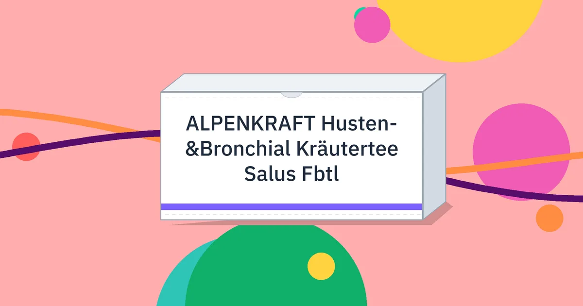 Symbolbild: Packung mit der Aufschrift ALPENKRAFT Husten-&Bronchial Kräutertee Salus Fbtl (PZN 17899097) – Verfügbarkeit und Bezug in Apotheken in Frankfurt am Main