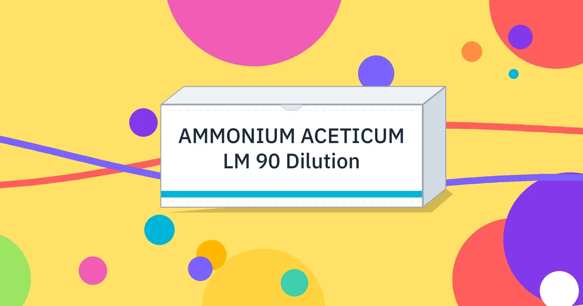 Symbolbild: Packung mit der Aufschrift AMMONIUM ACETICUM LM 90 Dilution (PZN 13319737) – Verfügbarkeit und Bezug in Apotheken in Frankfurt am Main