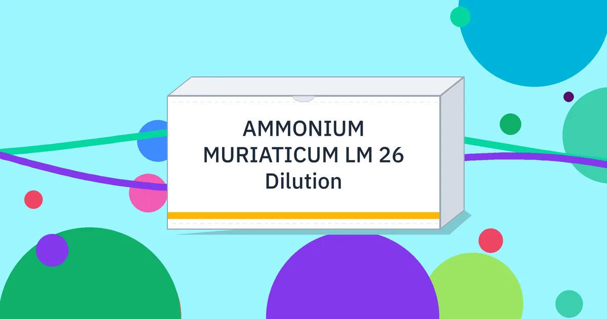 Symbolbild: Packung mit der Aufschrift AMMONIUM MURIATICUM LM 26 Dilution (PZN 12761218) – Verfügbarkeit und Bezug in Apotheken in Frankfurt am Main