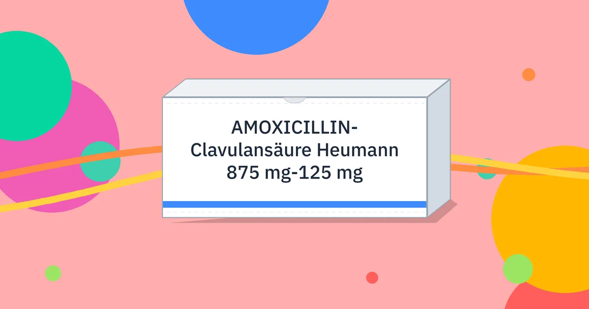Symbolbild: Packung mit der Aufschrift AMOXICILLIN-Clavulansäure Heumann 875 mg-125 mg (PZN 11514682) – Verfügbarkeit und Bezug in Apotheken in Frankfurt am Main