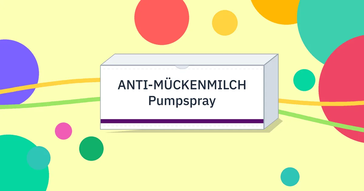 Symbolbild: Packung mit der Aufschrift ANTI-MÜCKENMILCH Pumpspray (PZN 01813461) – Verfügbarkeit und Bezug in Apotheken in Frankfurt am Main