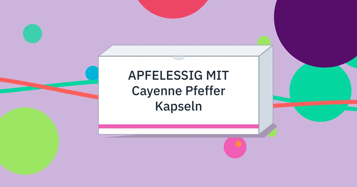 Symbolbild: Packung mit der Aufschrift APFELESSIG MIT Cayenne Pfeffer Kapseln (PZN 17568331) – Verfügbarkeit und Bezug in Apotheken in Frankfurt am Main