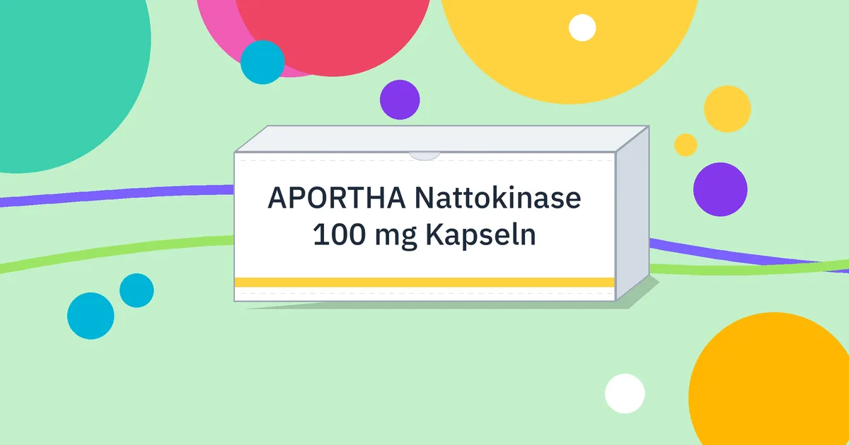 Symbolbild: Packung mit der Aufschrift APORTHA Nattokinase 100 mg Kapseln (PZN 14347859) – Verfügbarkeit und Bezug in Apotheken in Frankfurt am Main
