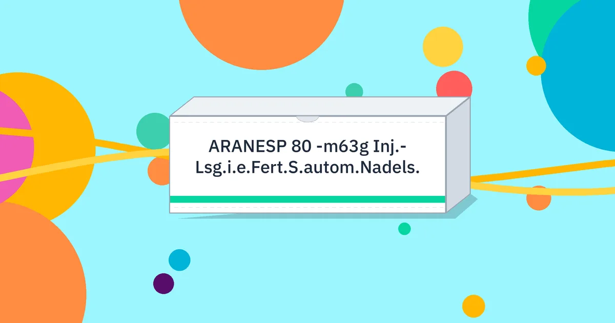 Symbolbild: Packung mit der Aufschrift ARANESP 80 -m63g Inj.-Lsg.i.e.Fert.S.autom.Nadels. (PZN 06811082) – Verfügbarkeit und Bezug in Apotheken in Frankfurt am Main