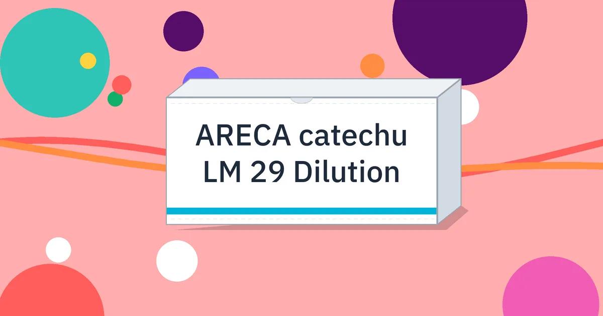 Symbolbild: Packung mit der Aufschrift ARECA catechu LM 29 Dilution (PZN 13389005) – Verfügbarkeit und Bezug in Apotheken in Frankfurt am Main