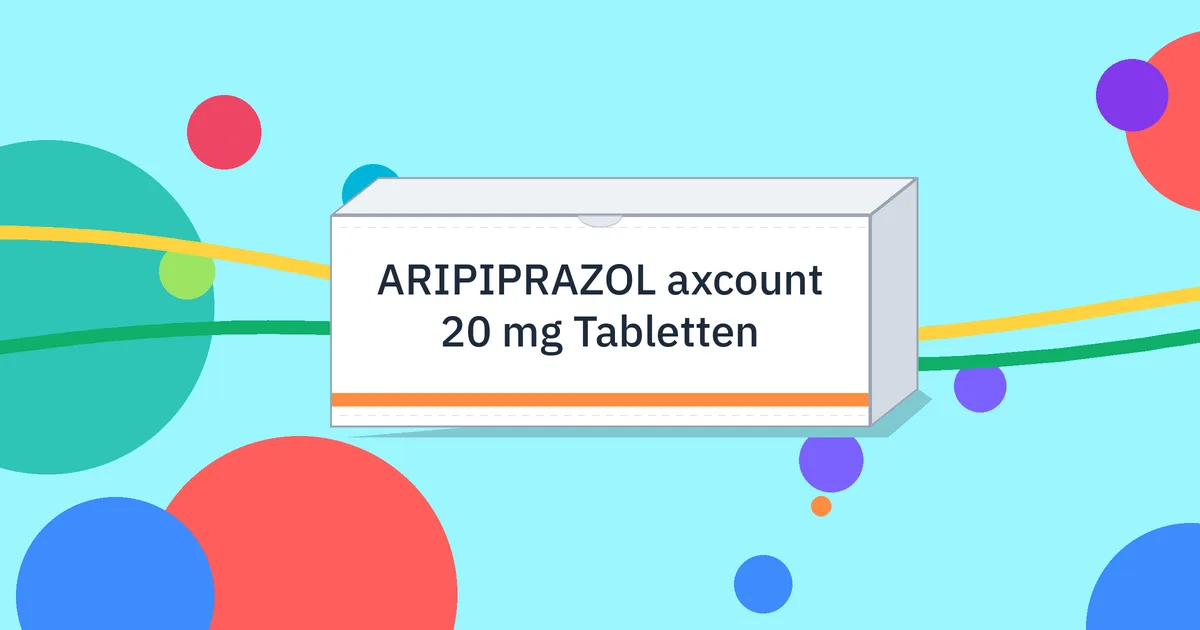 Symbolbild: Packung mit der Aufschrift ARIPIPRAZOL axcount 20 mg Tabletten (PZN 17829725) – Verfügbarkeit und Bezug in Apotheken in Frankfurt am Main