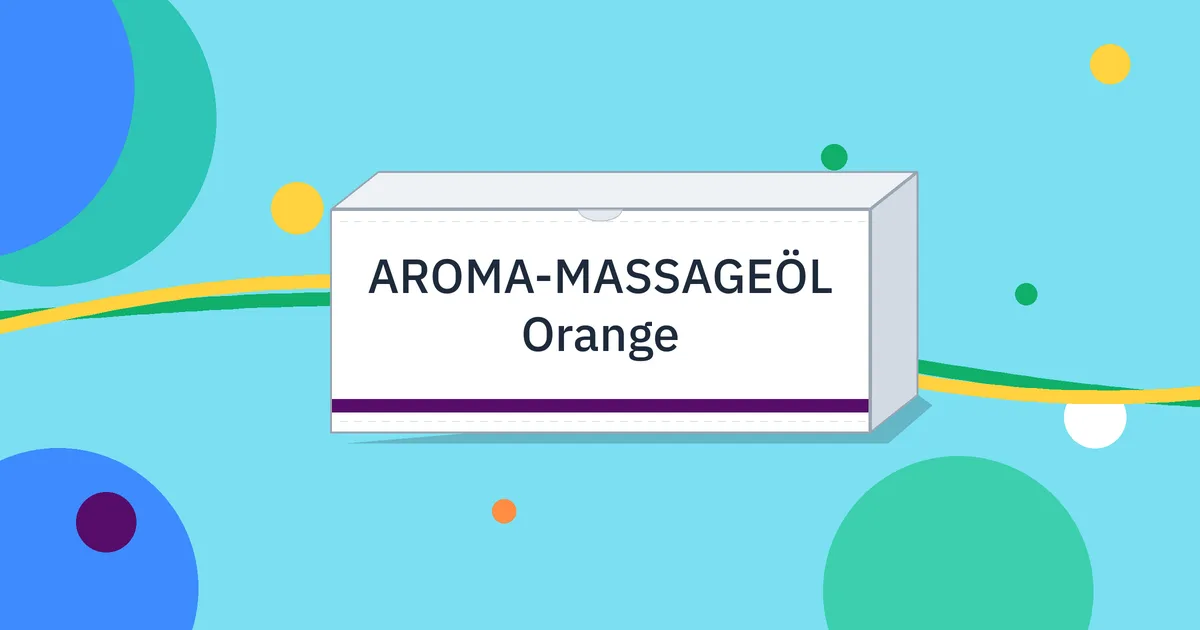 Symbolbild: Packung mit der Aufschrift AROMA-MASSAGEÖL Orange (PZN 11599827) – Verfügbarkeit und Bezug in Apotheken in Frankfurt am Main