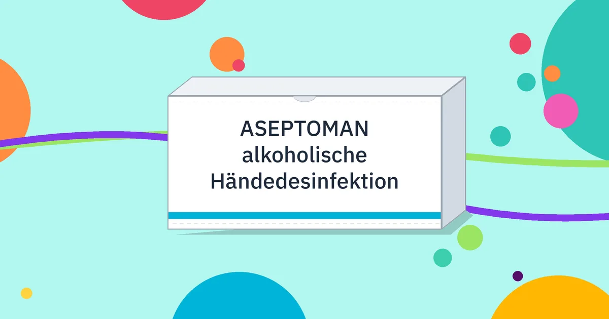 Symbolbild: Packung mit der Aufschrift ASEPTOMAN alkoholische Händedesinfektion (PZN 00142326) – Verfügbarkeit und Bezug in Apotheken in Frankfurt am Main
