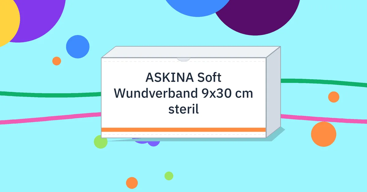 Symbolbild: Packung mit der Aufschrift ASKINA Soft Wundverband 9x30 cm steril (PZN 09083312) – Verfügbarkeit und Bezug in Apotheken in Frankfurt am Main