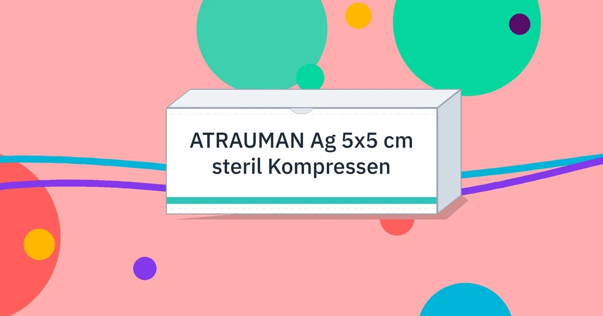 Symbolbild: Packung mit der Aufschrift ATRAUMAN Ag 5x5 cm steril Kompressen (PZN 16957349) – Verfügbarkeit und Bezug in Apotheken in Frankfurt am Main