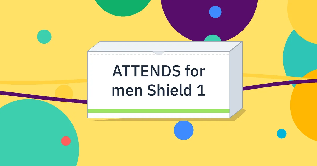 Symbolbild: Packung mit der Aufschrift ATTENDS for men Shield 1 (PZN 07529264) – Verfügbarkeit und Bezug in Apotheken in Frankfurt am Main