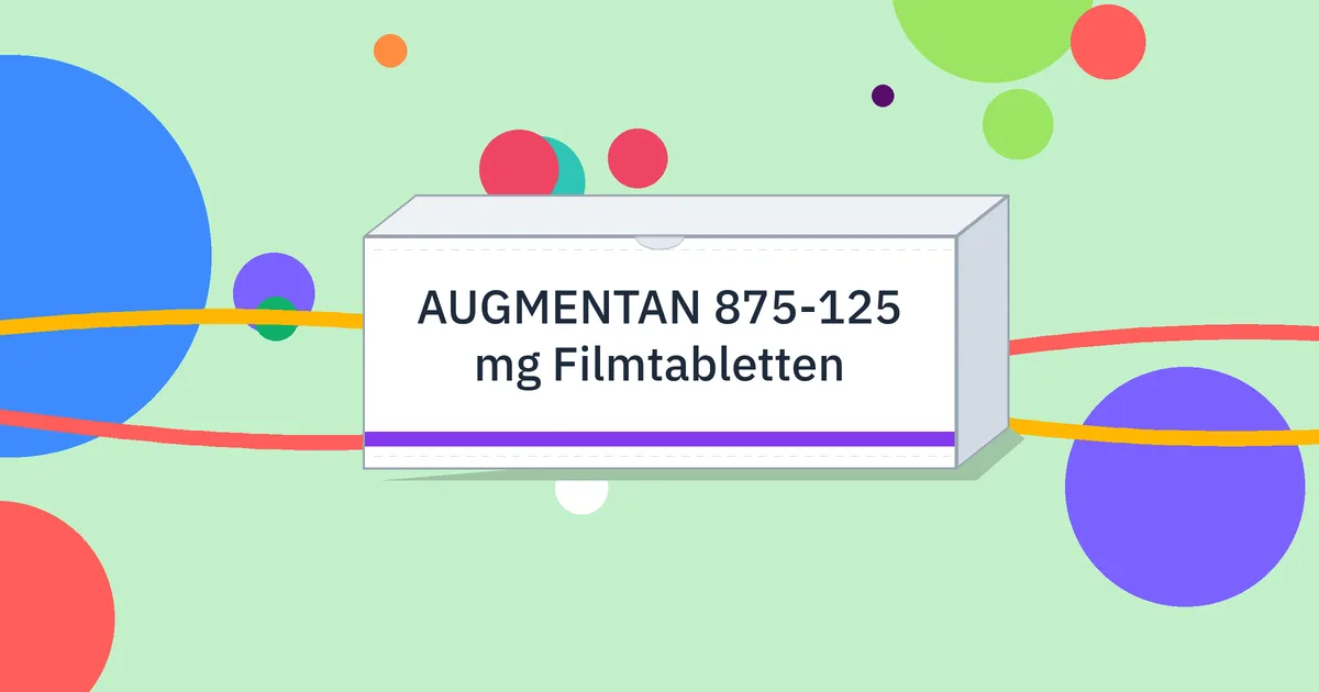 Symbolbild: Packung mit der Aufschrift AUGMENTAN 875-125 mg Filmtabletten (PZN 17363913) – Verfügbarkeit und Bezug in Apotheken in Frankfurt am Main