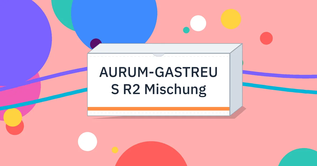 Symbolbild: Packung mit der Aufschrift AURUM-GASTREU S R2 Mischung (PZN 01686413) – Verfügbarkeit und Bezug in Apotheken in Frankfurt am Main