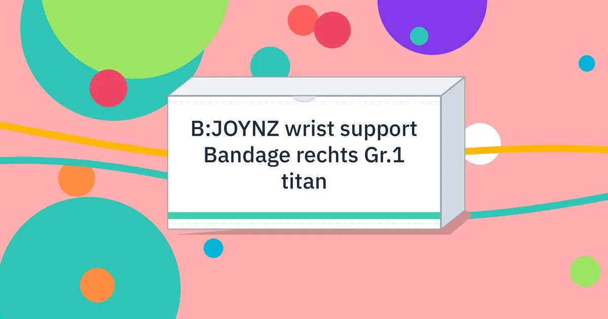 Symbolbild: Packung mit der Aufschrift B:JOYNZ wrist support Bandage rechts Gr.1 titan (PZN 20522775) – Verfügbarkeit und Bezug in Apotheken in Frankfurt am Main
