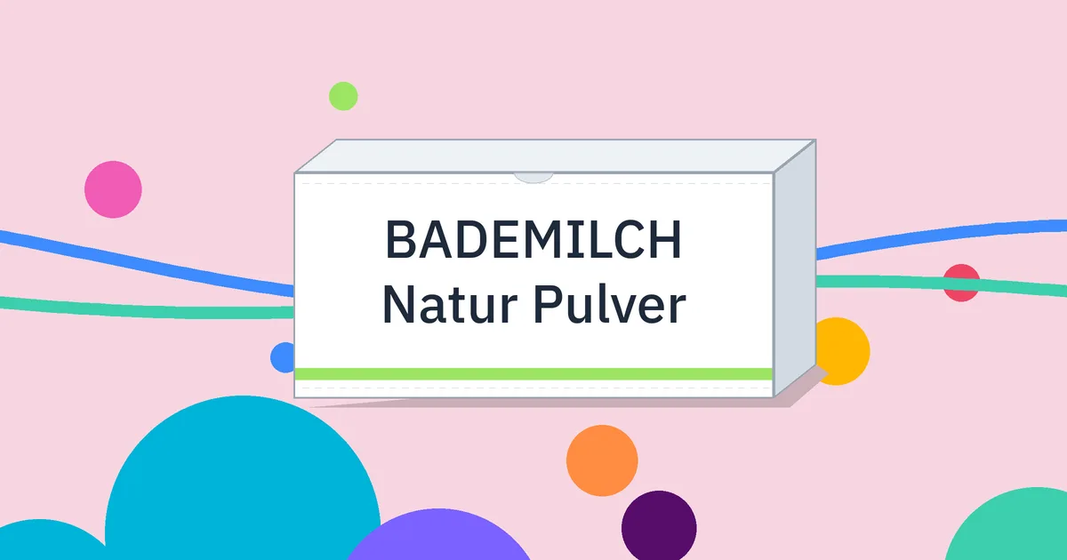 Symbolbild: Packung mit der Aufschrift BADEMILCH Natur Pulver (PZN 09253760) – Verfügbarkeit und Bezug in Apotheken in Frankfurt am Main