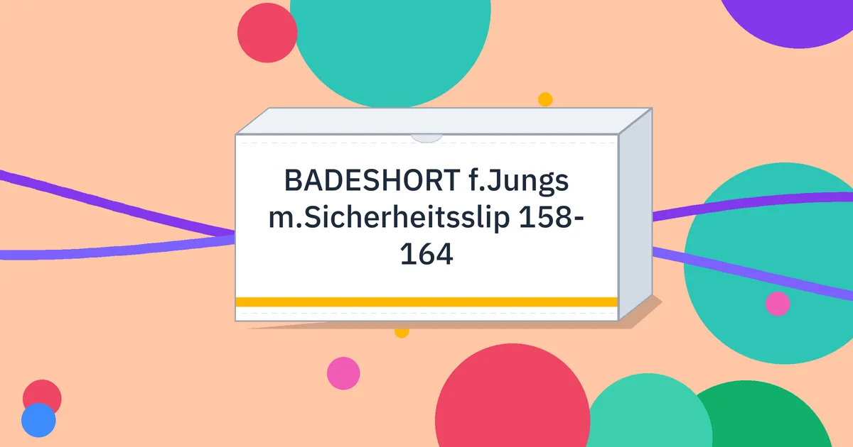 Symbolbild: Packung mit der Aufschrift BADESHORT f.Jungs m.Sicherheitsslip 158-164 (PZN 15613010) – Verfügbarkeit und Bezug in Apotheken in Frankfurt am Main