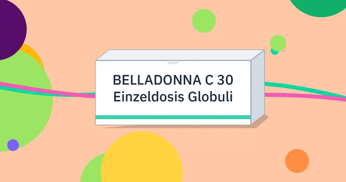 Symbolbild: Packung mit der Aufschrift BELLADONNA C 30 Einzeldosis Globuli (PZN 01543174) – Verfügbarkeit und Bezug in Apotheken in Frankfurt am Main