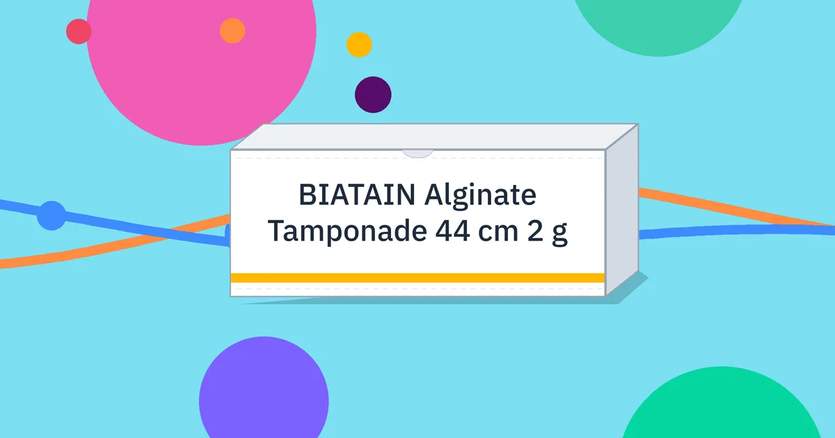 Symbolbild: Packung mit der Aufschrift BIATAIN Alginate Tamponade 44 cm 2 g (PZN 14331568) – Verfügbarkeit und Bezug in Apotheken in Frankfurt am Main