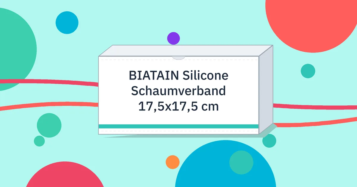 Symbolbild: Packung mit der Aufschrift BIATAIN Silicone Schaumverband 17,5x17,5 cm (PZN 18110255) – Verfügbarkeit und Bezug in Apotheken in Frankfurt am Main