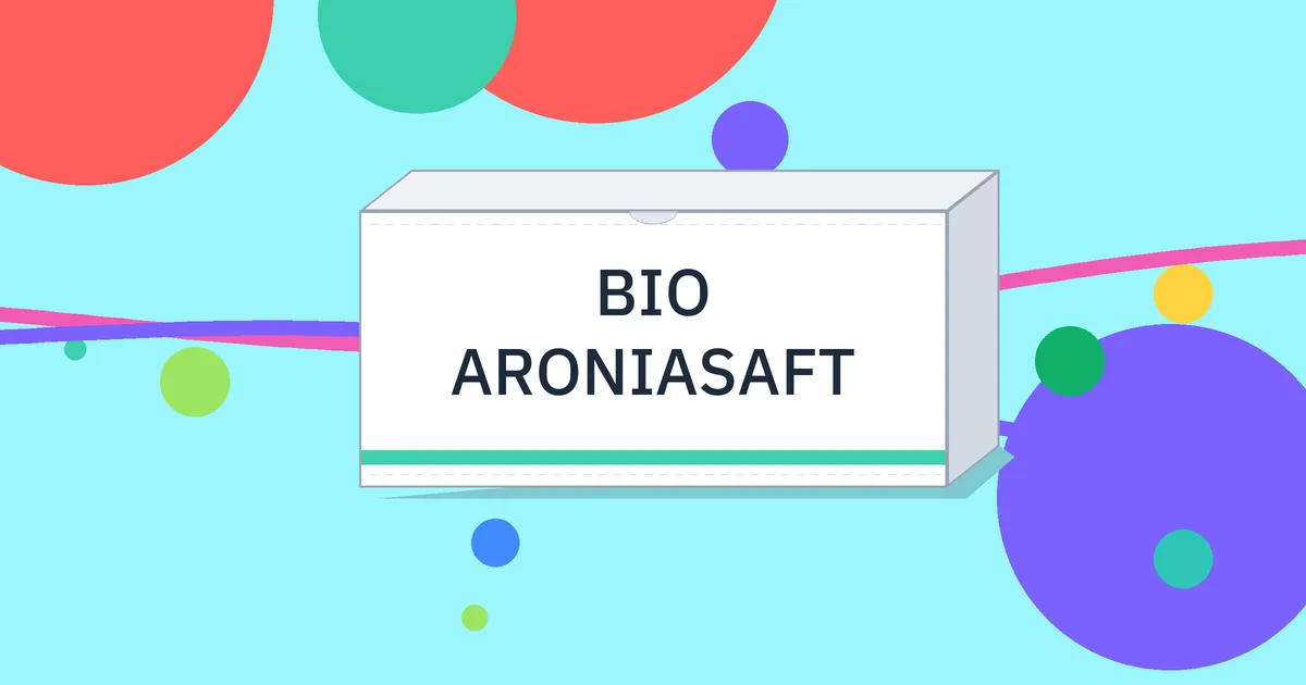 Symbolbild: Packung mit der Aufschrift BIO ARONIASAFT (PZN 09280834) – Verfügbarkeit und Bezug in Apotheken in Frankfurt am Main