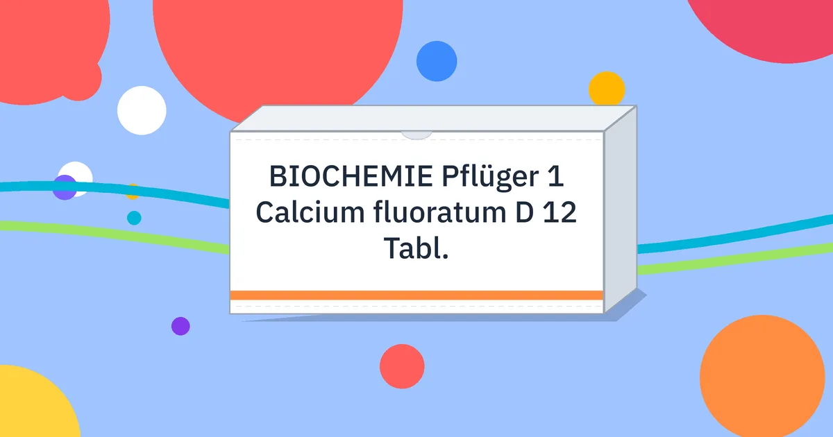 Symbolbild: Packung mit der Aufschrift BIOCHEMIE Pflüger 1 Calcium fluoratum D 12 Tabl. (PZN 06318737) – Verfügbarkeit und Bezug in Apotheken in Frankfurt am Main