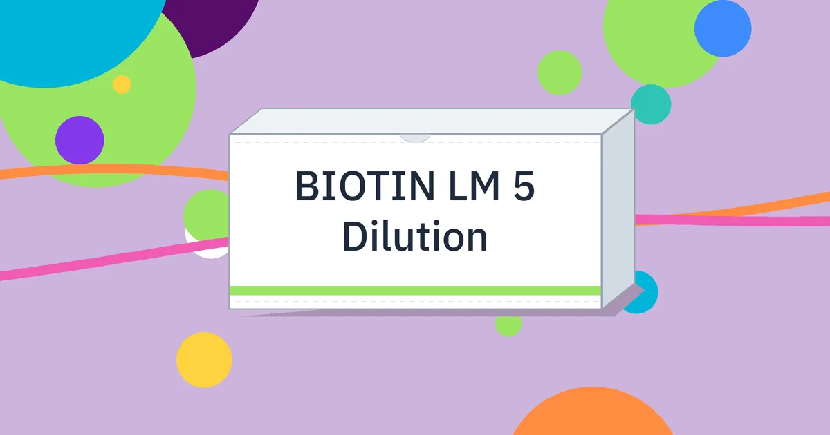 Symbolbild: Packung mit der Aufschrift BIOTIN LM 5 Dilution (PZN 12794181) – Verfügbarkeit und Bezug in Apotheken in Frankfurt am Main